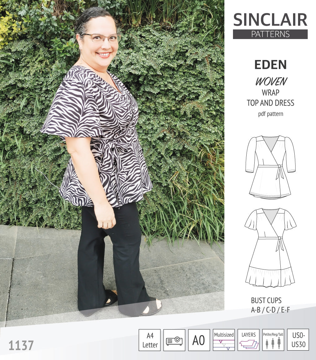 Eden true wrap dress and top for woven fabrics (PDF) – Sinclair Patterns