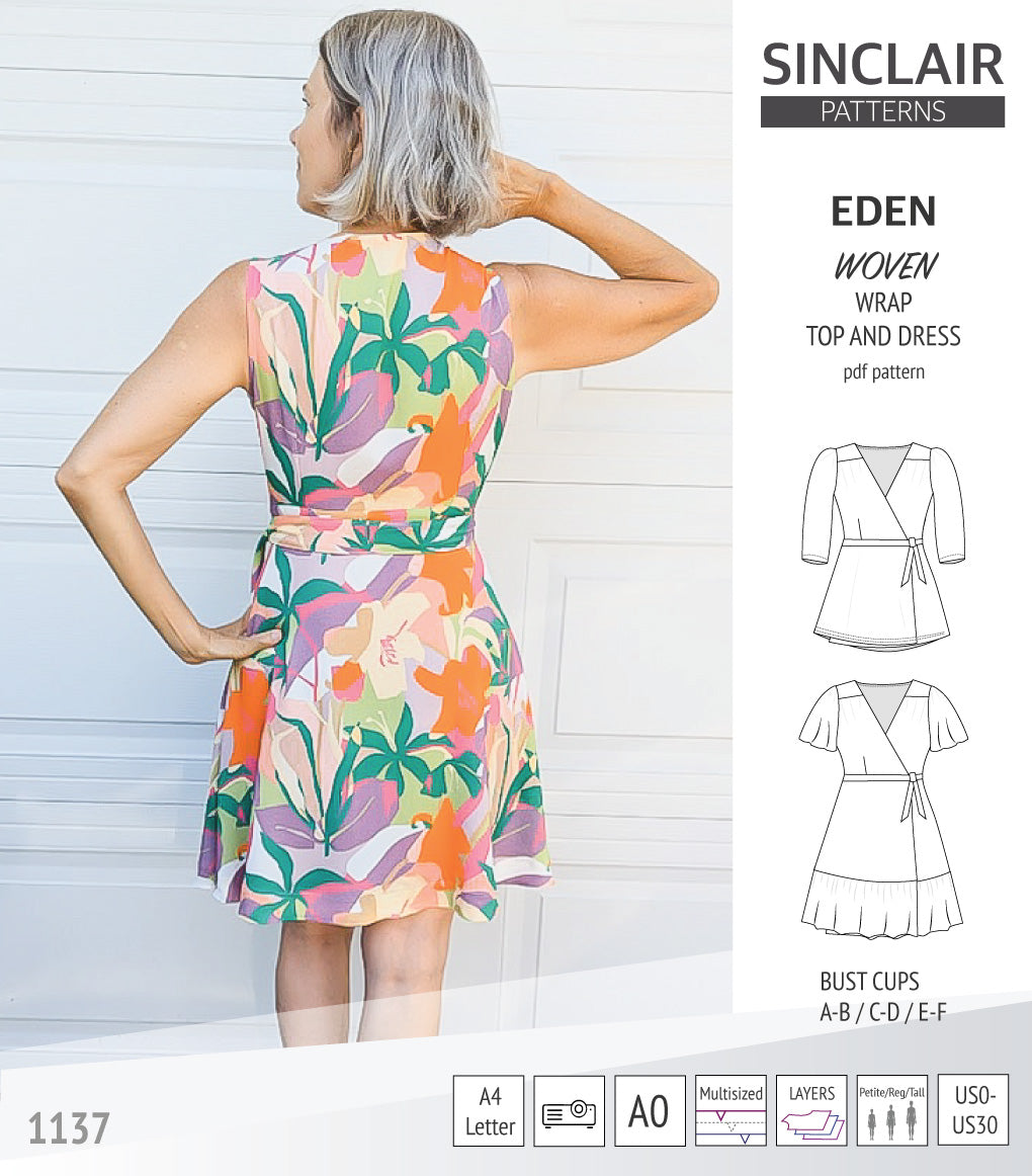 Eden true wrap dress and top for woven fabrics (PDF) – Sinclair Patterns