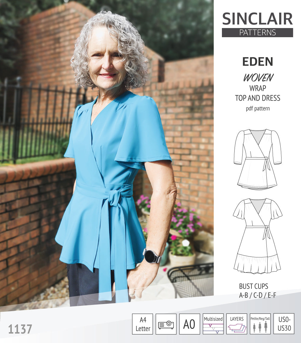 Eden true wrap dress and top for woven fabrics (PDF) – Sinclair Patterns