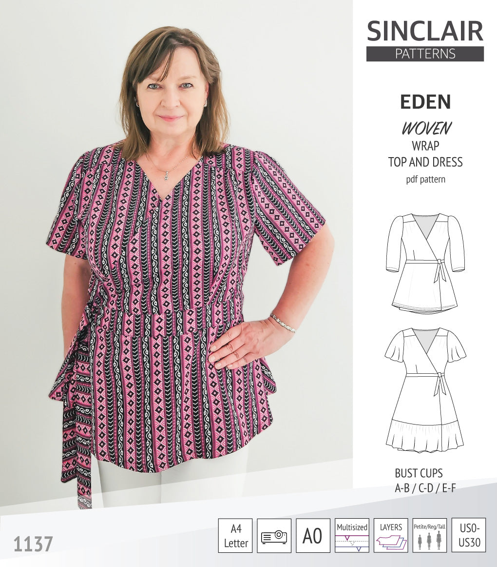 Eden true wrap dress and top for woven fabrics (PDF) – Sinclair Patterns