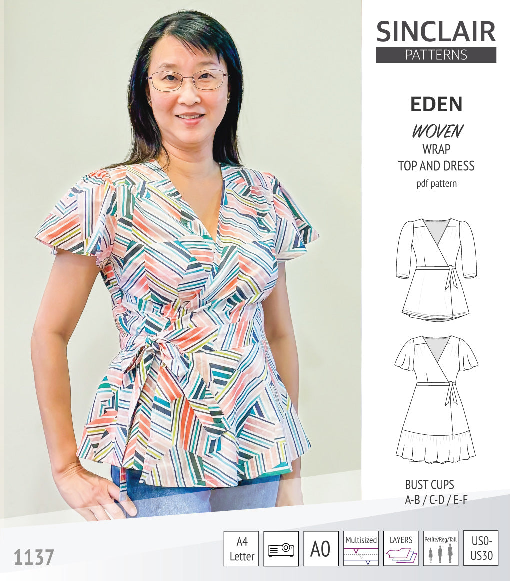 Eden true wrap dress and top for woven fabrics (PDF) – Sinclair Patterns