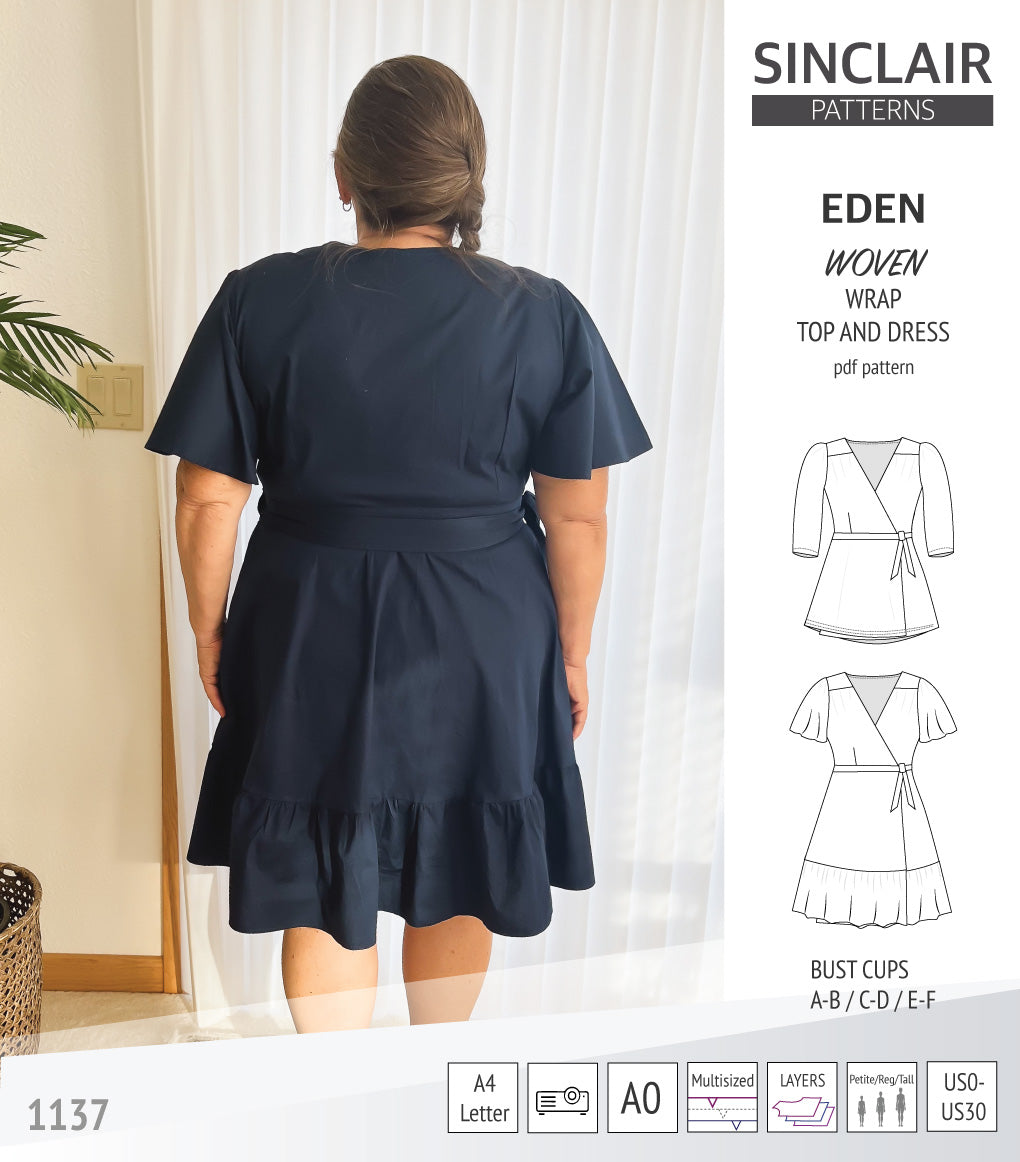 Eden true wrap dress and top for woven fabrics (PDF) – Sinclair Patterns