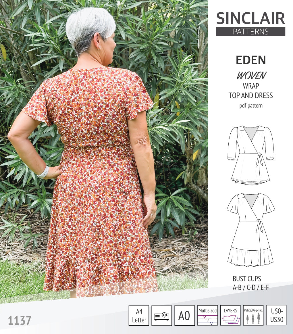 Eden true wrap dress and top for woven fabrics (PDF) – Sinclair Patterns
