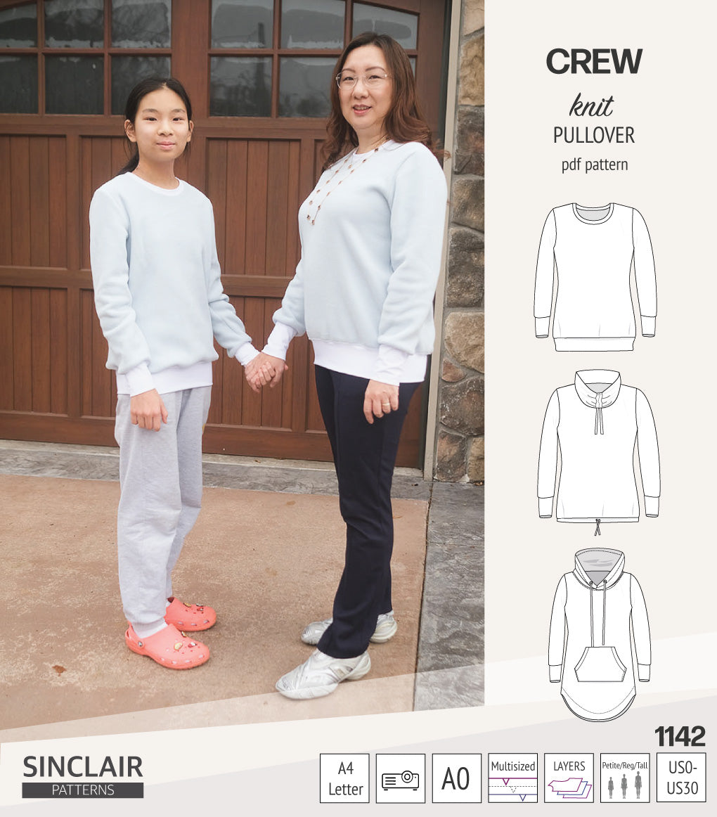 Crew pullover and hoodie (PDF sewing pattern) – Sinclair Patterns