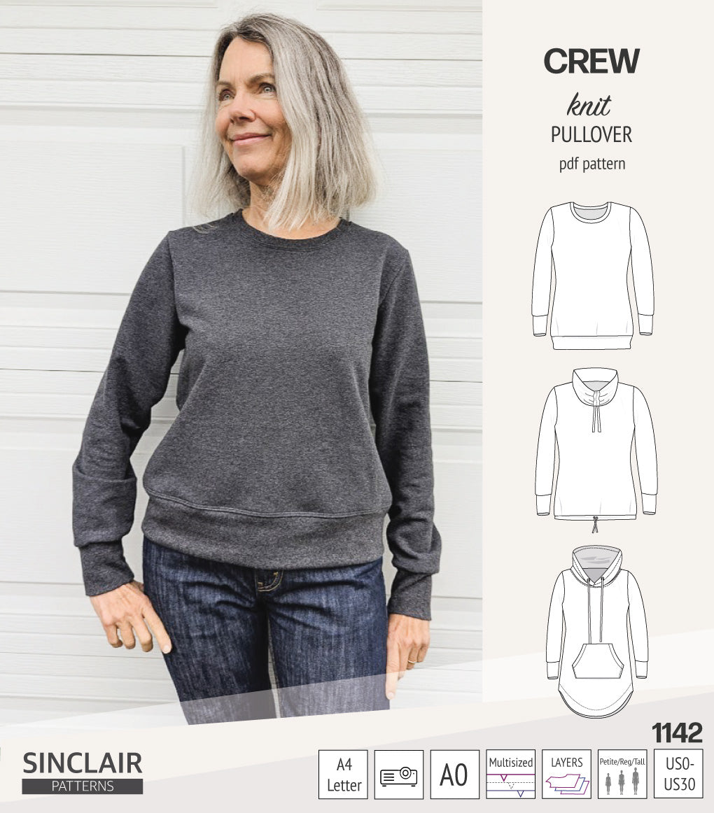 Crew pullover and hoodie (PDF sewing pattern) – Sinclair Patterns