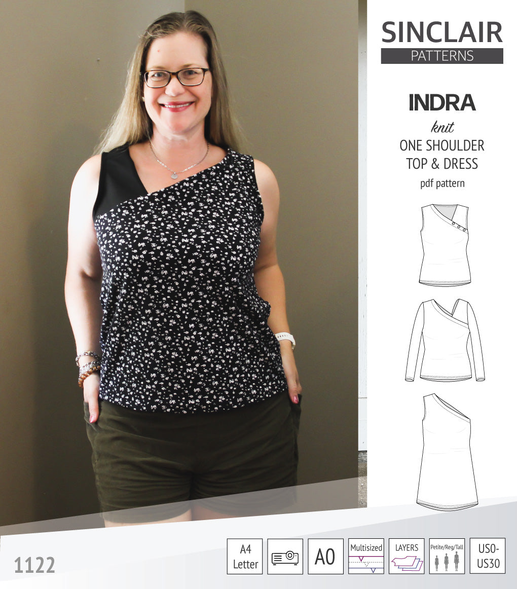 Indra one shoulder knit top (PDF sewing pattern) – Sinclair Patterns