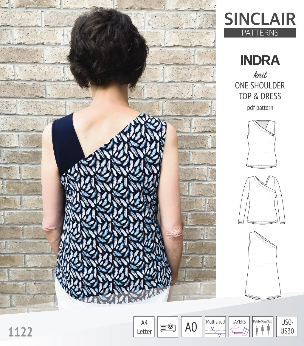 Indra one shoulder knit top (PDF sewing pattern) – Sinclair Patterns