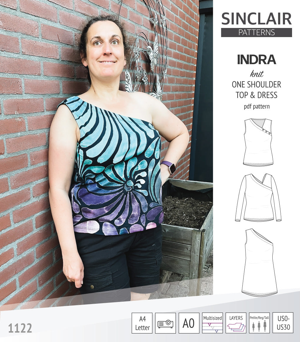 Indra one shoulder knit top (PDF sewing pattern) – Sinclair Patterns