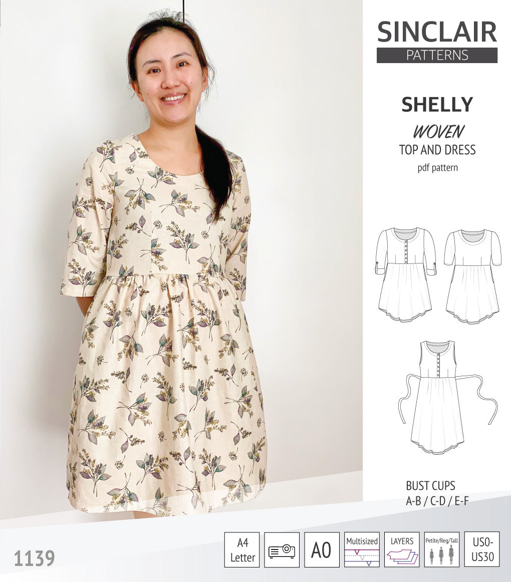 Shelly woven dress with a placket PDF) – Sinclair Patterns