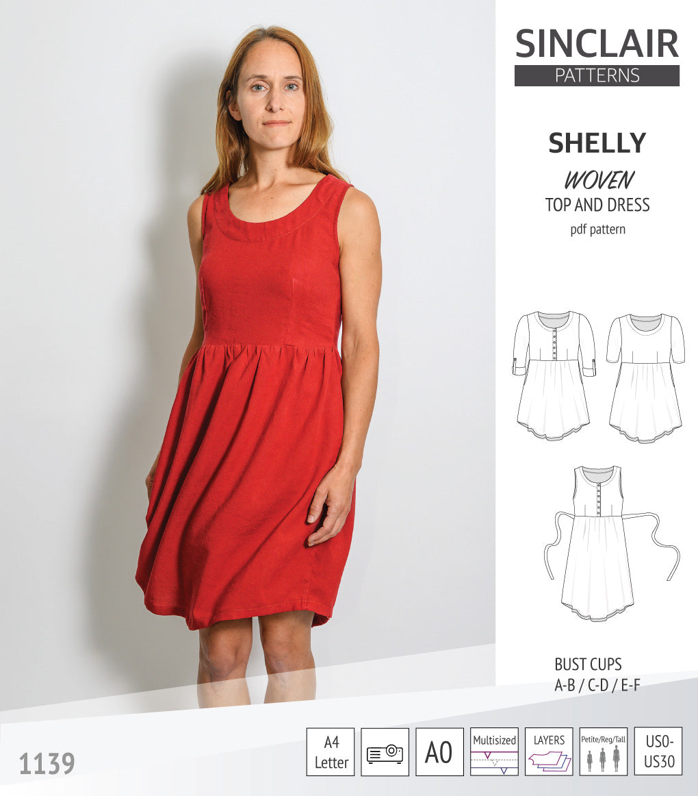 Shelly woven dress with a placket PDF) – Sinclair Patterns