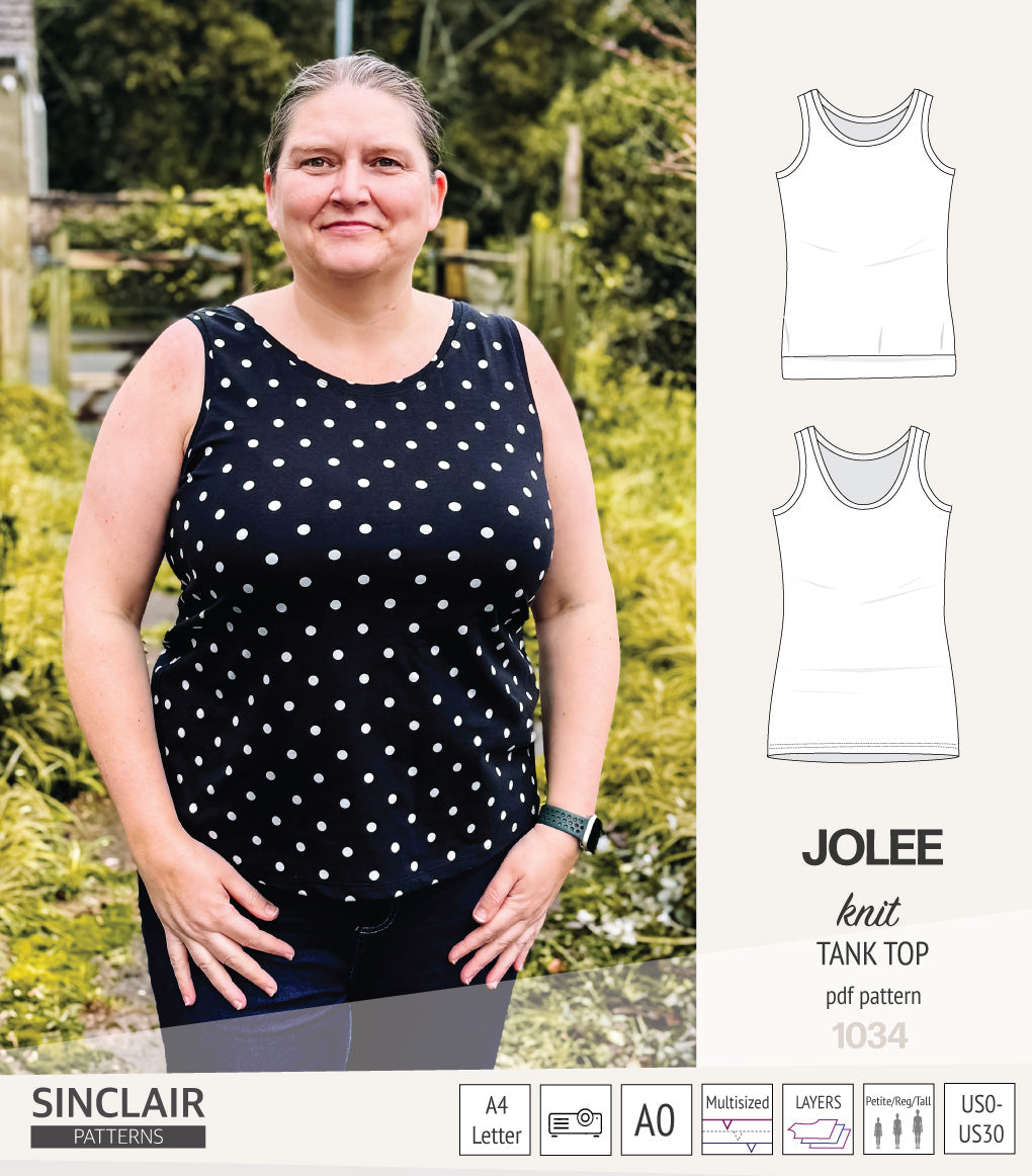 Jolee knit longline tank top sewing pattern (PDF) – Sinclair Patterns