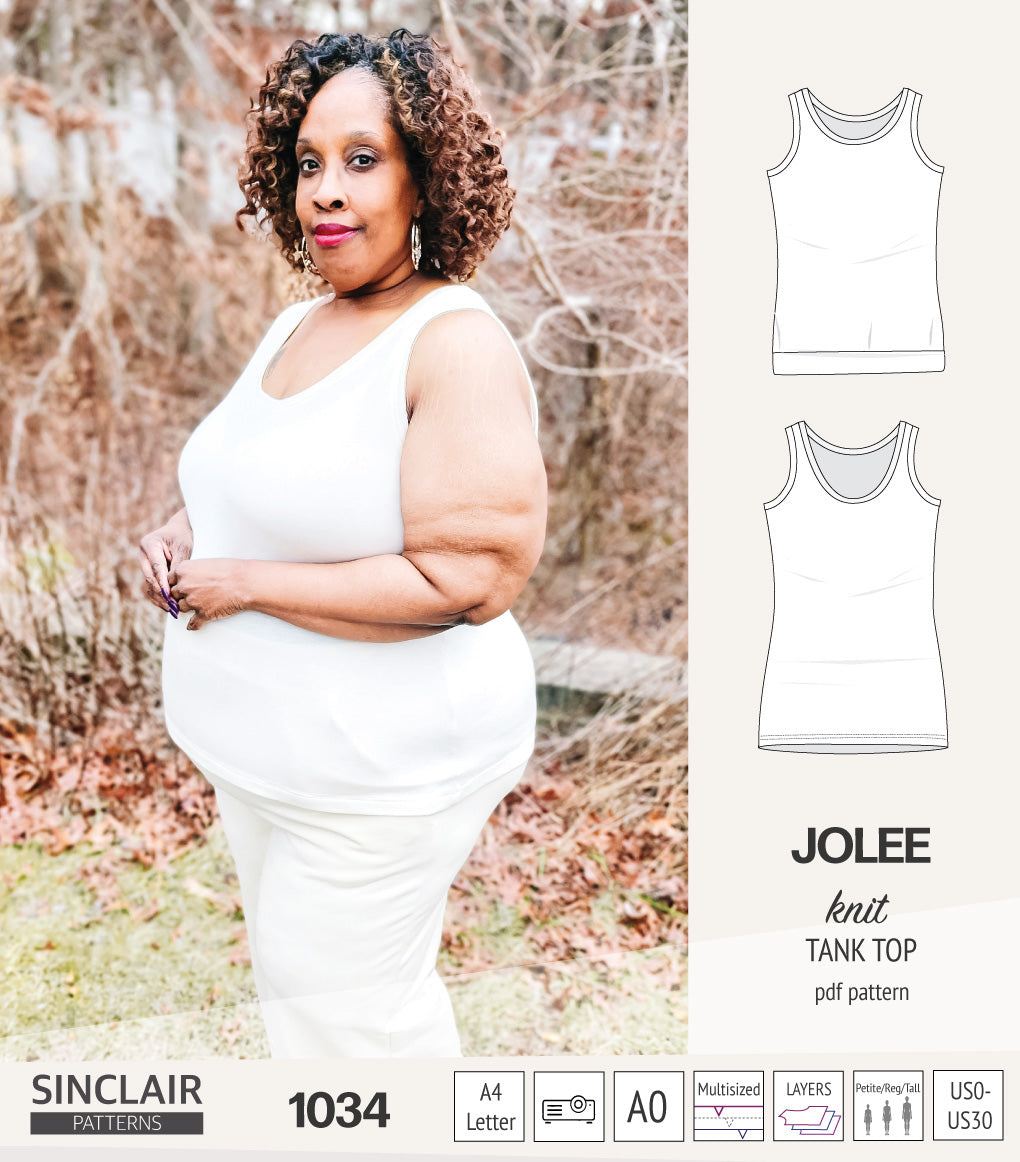 Jolee knit longline tank top sewing pattern (PDF) – Sinclair Patterns