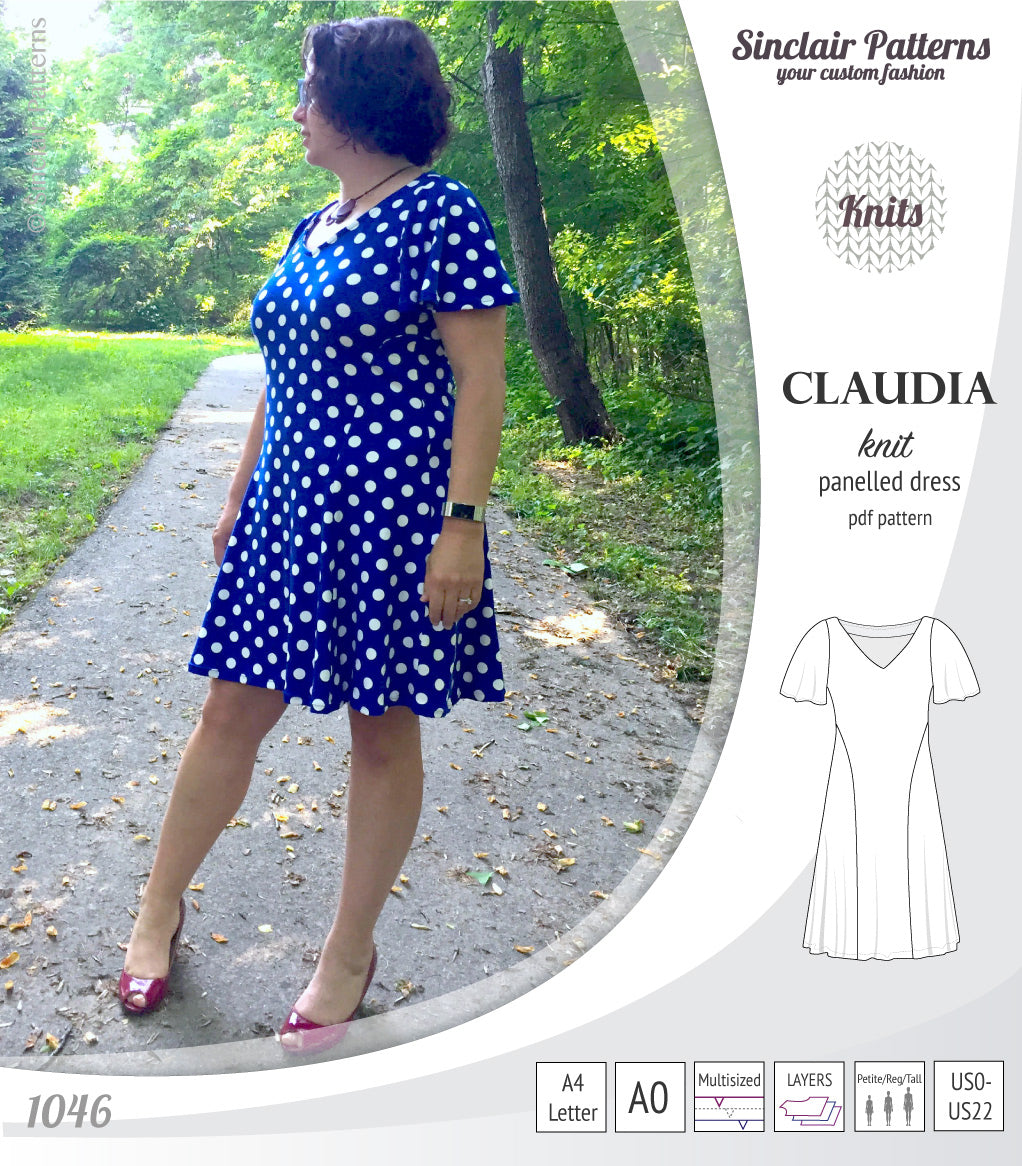Claudia godet style knit dress with flutter sleeves (PDF) – Sinclair ...