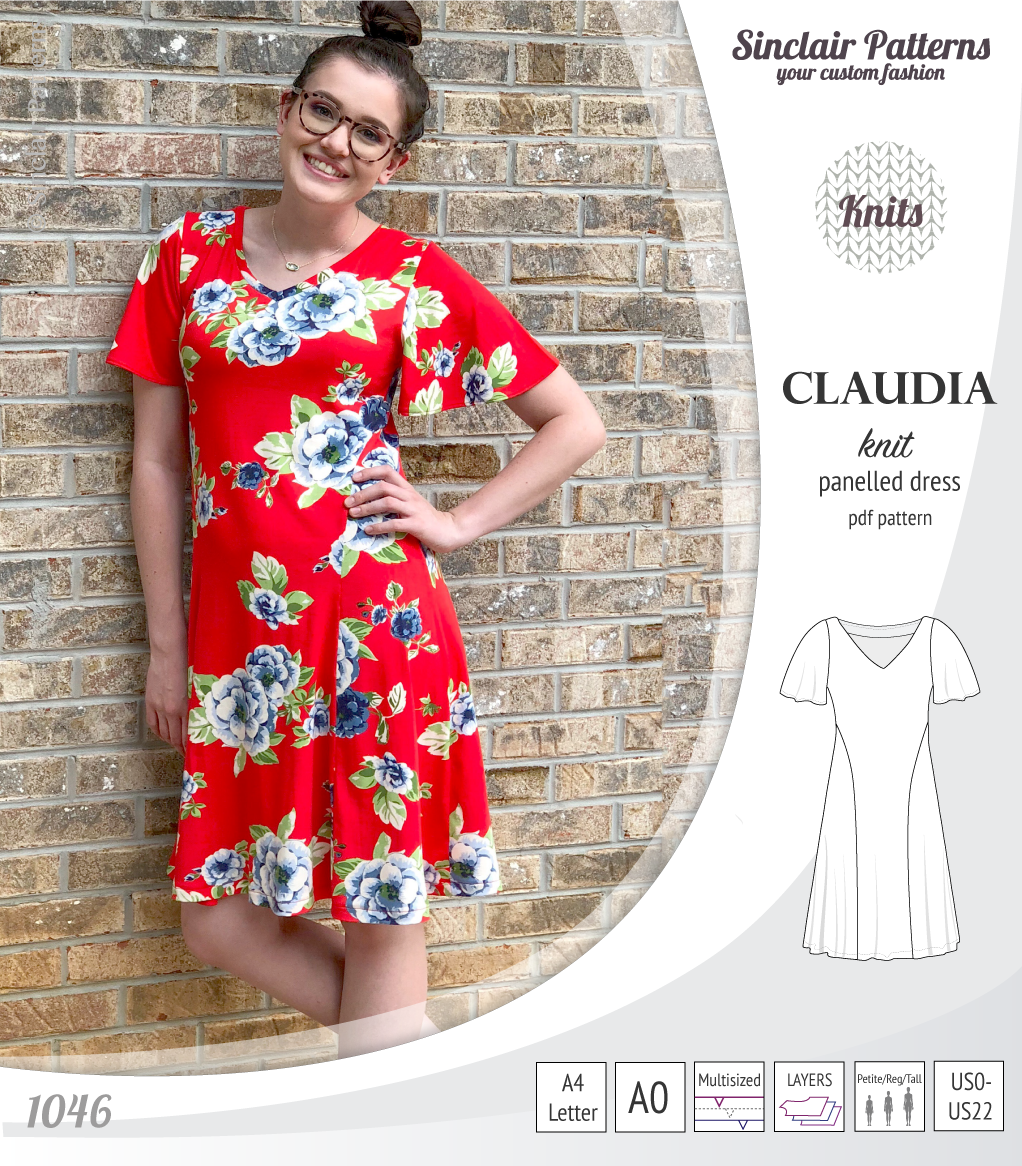 Claudia godet style knit dress with flutter sleeves (PDF) – Sinclair ...