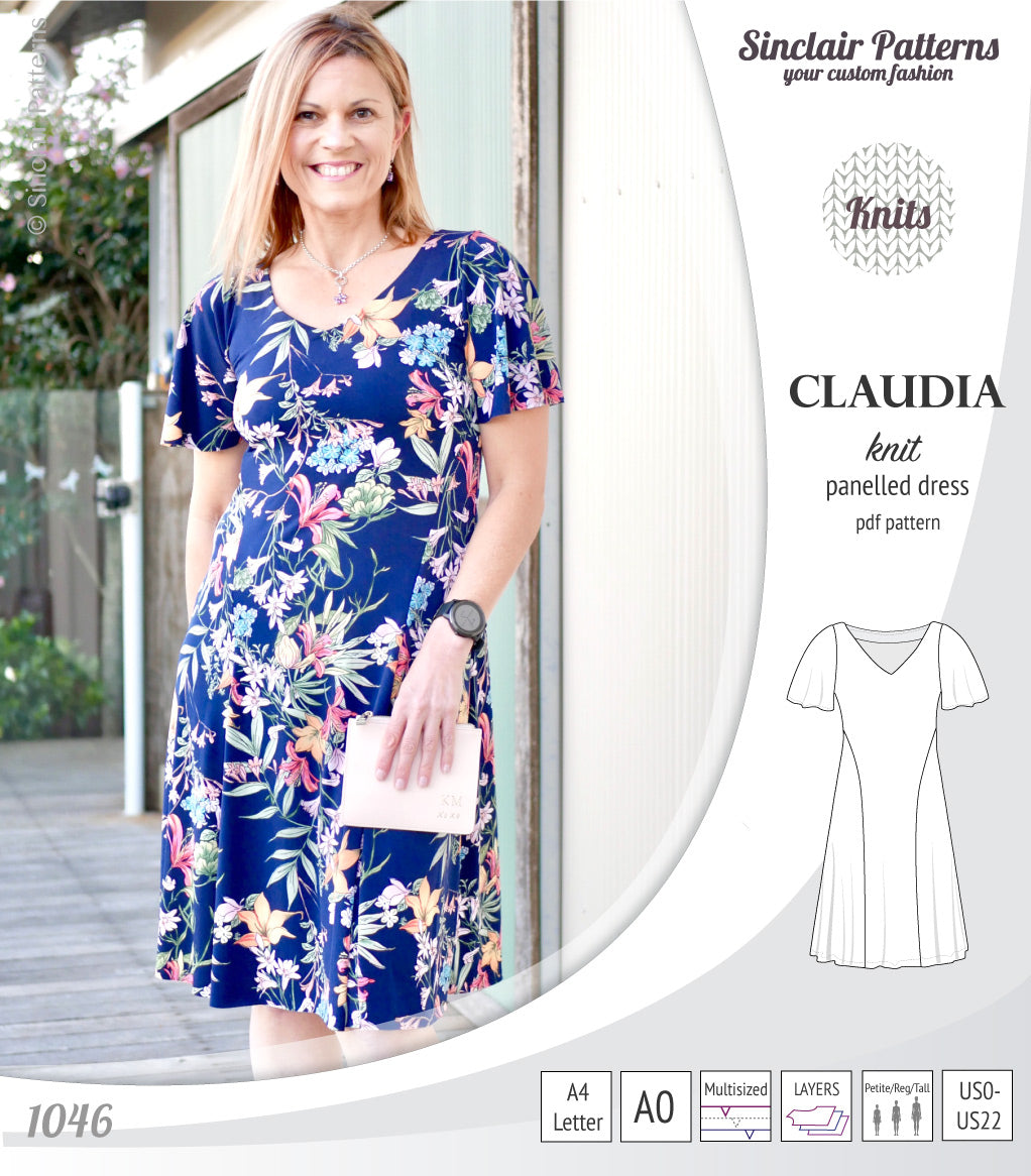 Claudia godet style knit dress with flutter sleeves (PDF) – Sinclair ...