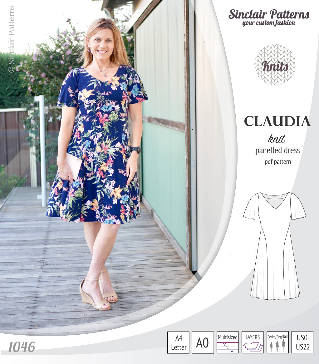 Claudia godet style knit dress with flutter sleeves (PDF) – Sinclair ...