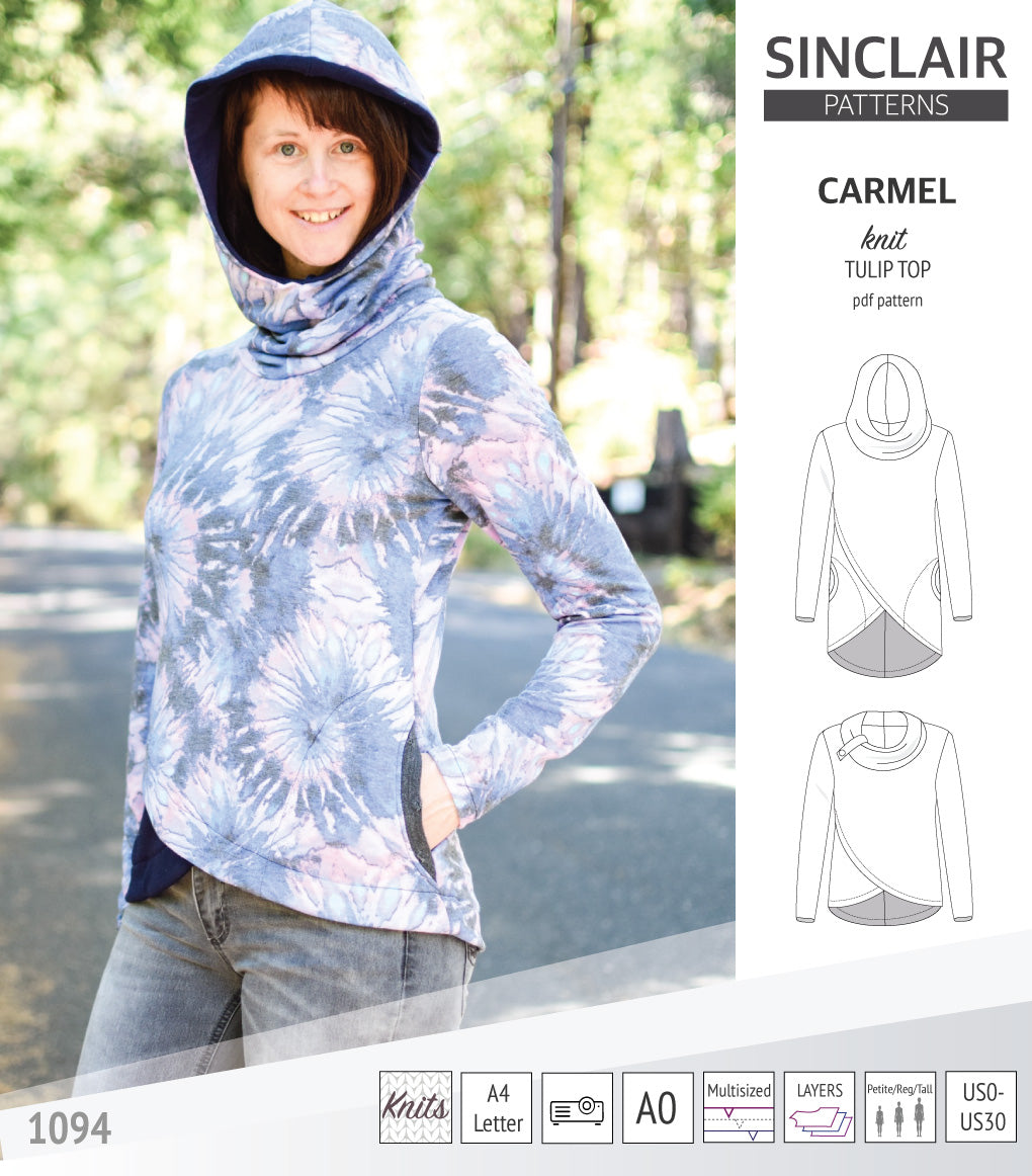 Carmel knit tulip style top with a cowl or a hood and pockets pdf ...