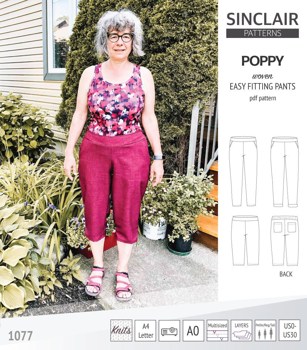Poppy easy fitting pants with pockets for woven fabrics (PDF sewing ...