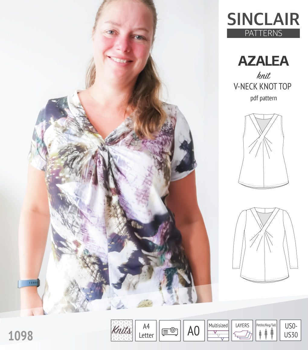 Azalea v-neck knot top for knit fabrics pdf sewing pattern – Sinclair ...