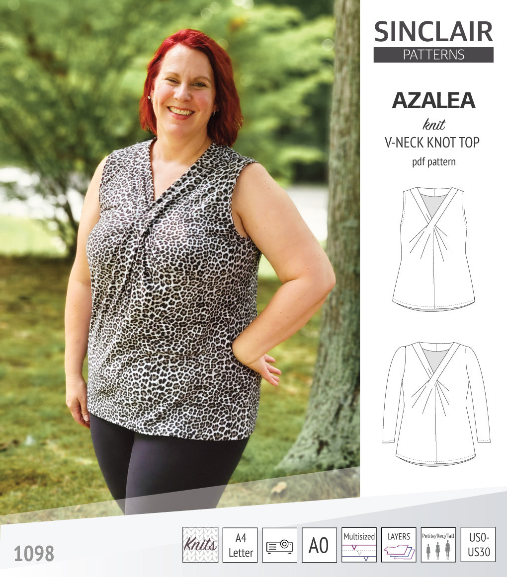Azalea v-neck knot top for knit fabrics pdf sewing pattern – Sinclair ...